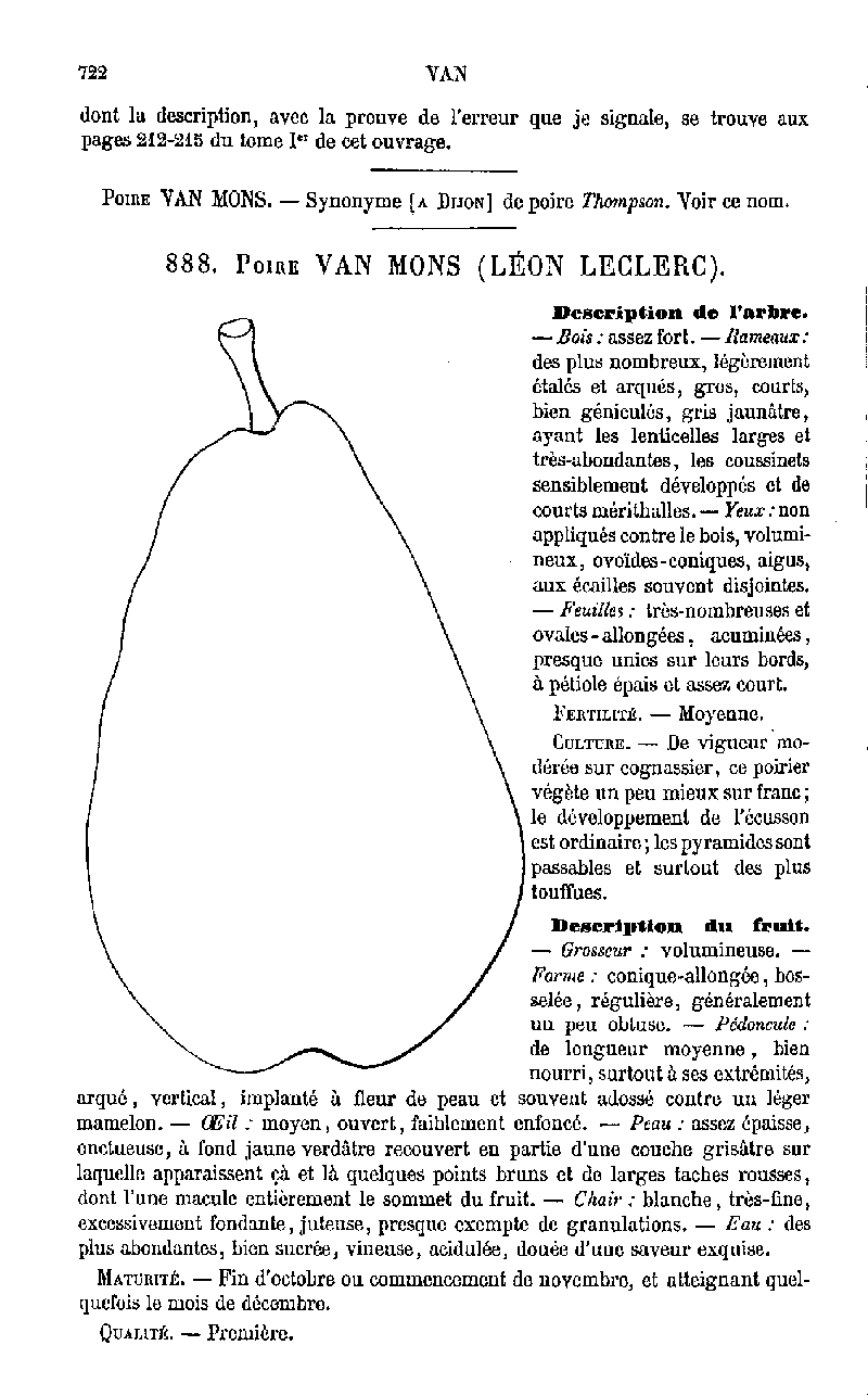 GUIDE DES POIRES - GUIDE OF PEARS - VAN MONS LEON LECLERC